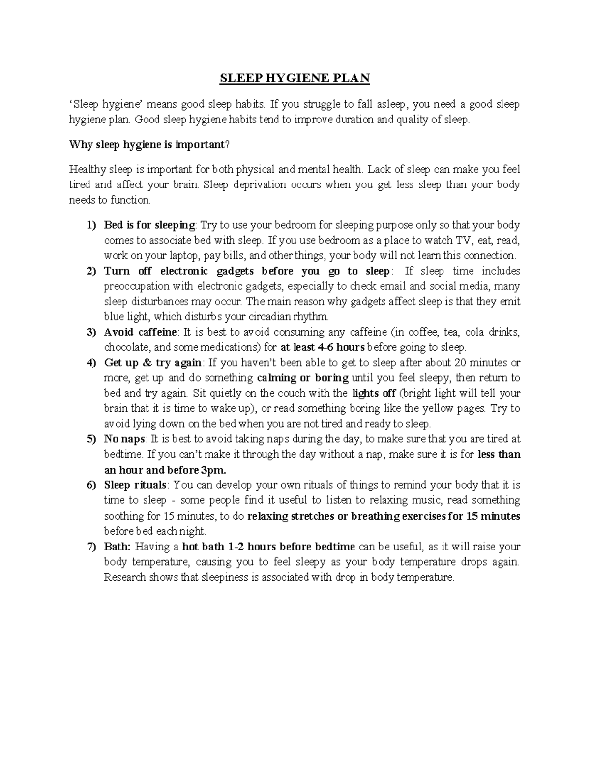 Sleep Hygiene Plan for Cancer Patients: Essential Good Sleep Habits ...