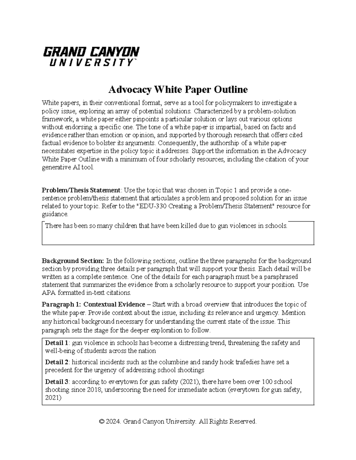 EDU-330-RS-T3-Advocacy White Paper Framework on School Gun Violence ...