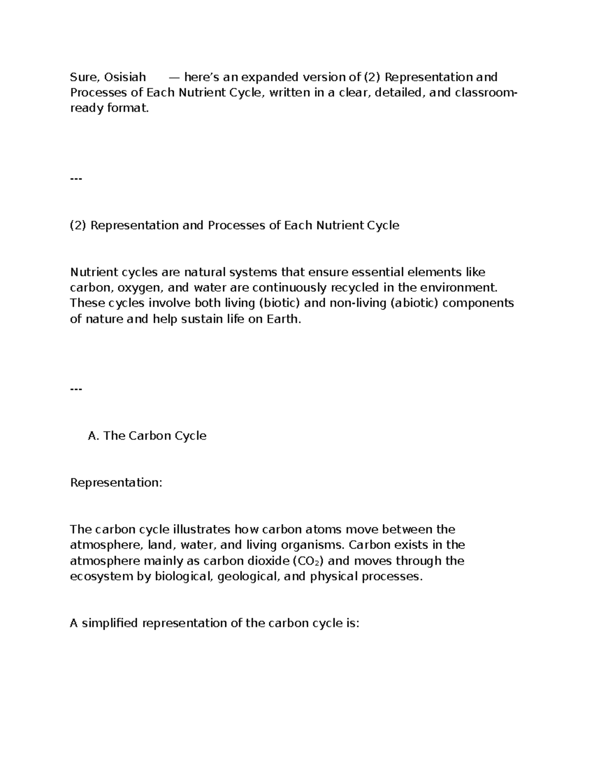 Nutrient Cycling: Representation & Processes of Key Cycles - Studocu