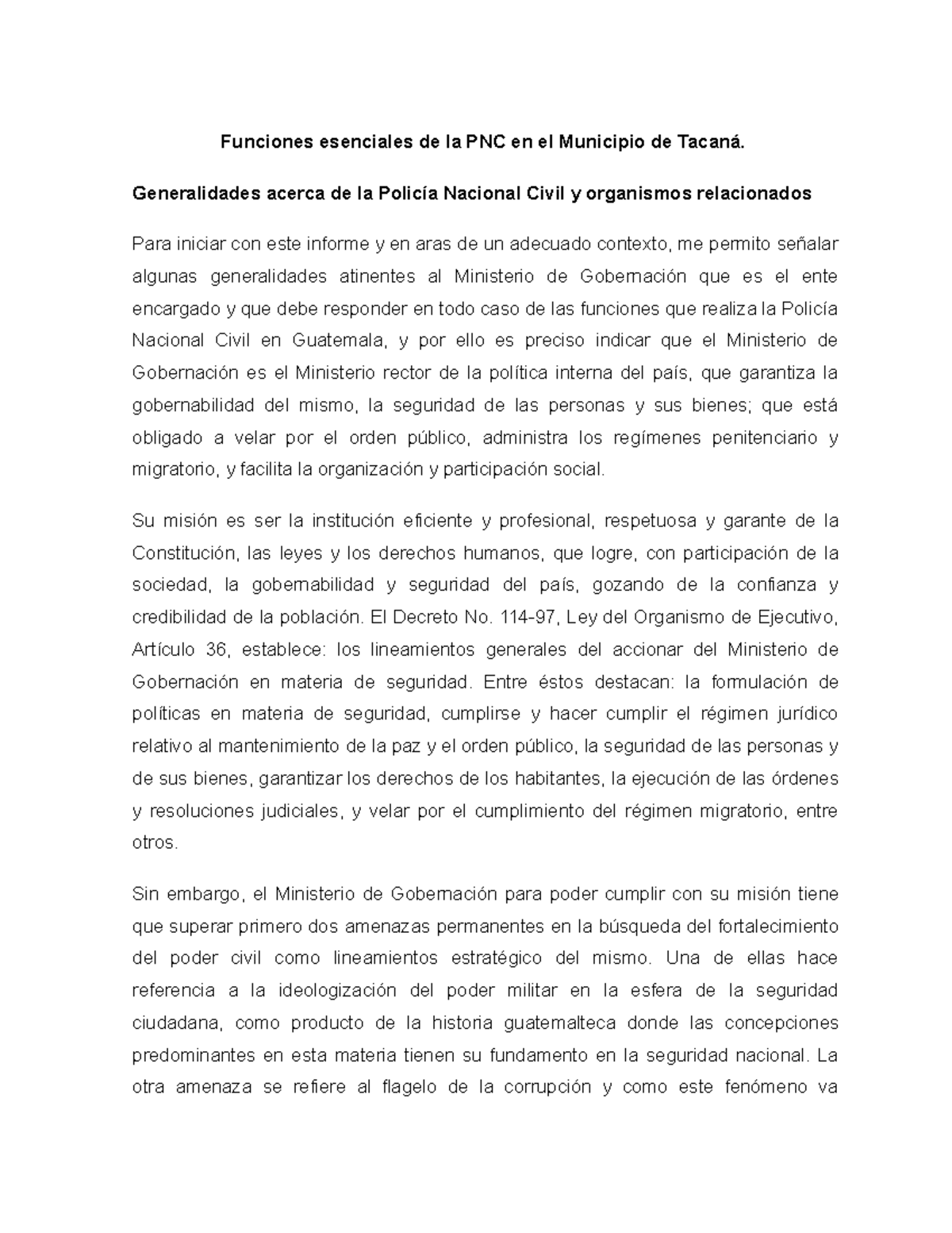 Funciones Esenciales de la PNC en Guatemala - Informe 2023 - Studocu