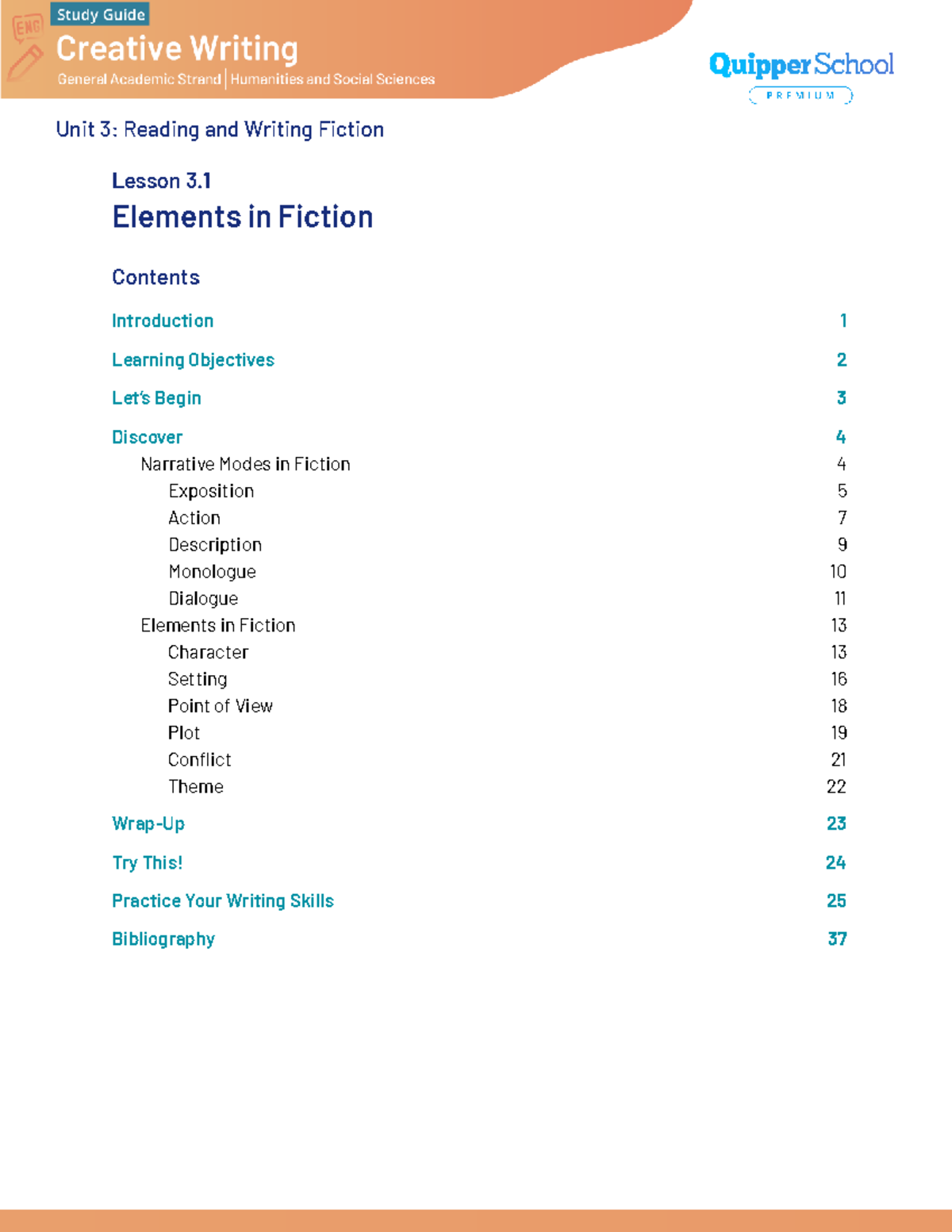 Unit 3: Reading and Writing Fiction - Lesson 3.1: Elements of Fiction ...