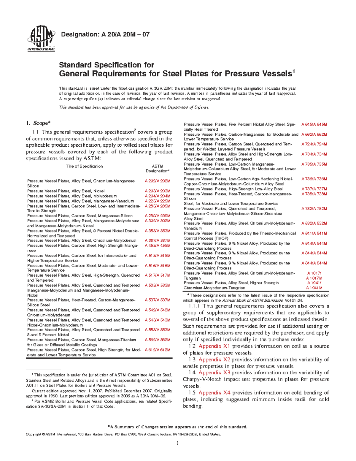 ASTM A20M 07 Standard Specification for Steel Plates in Pressure ...