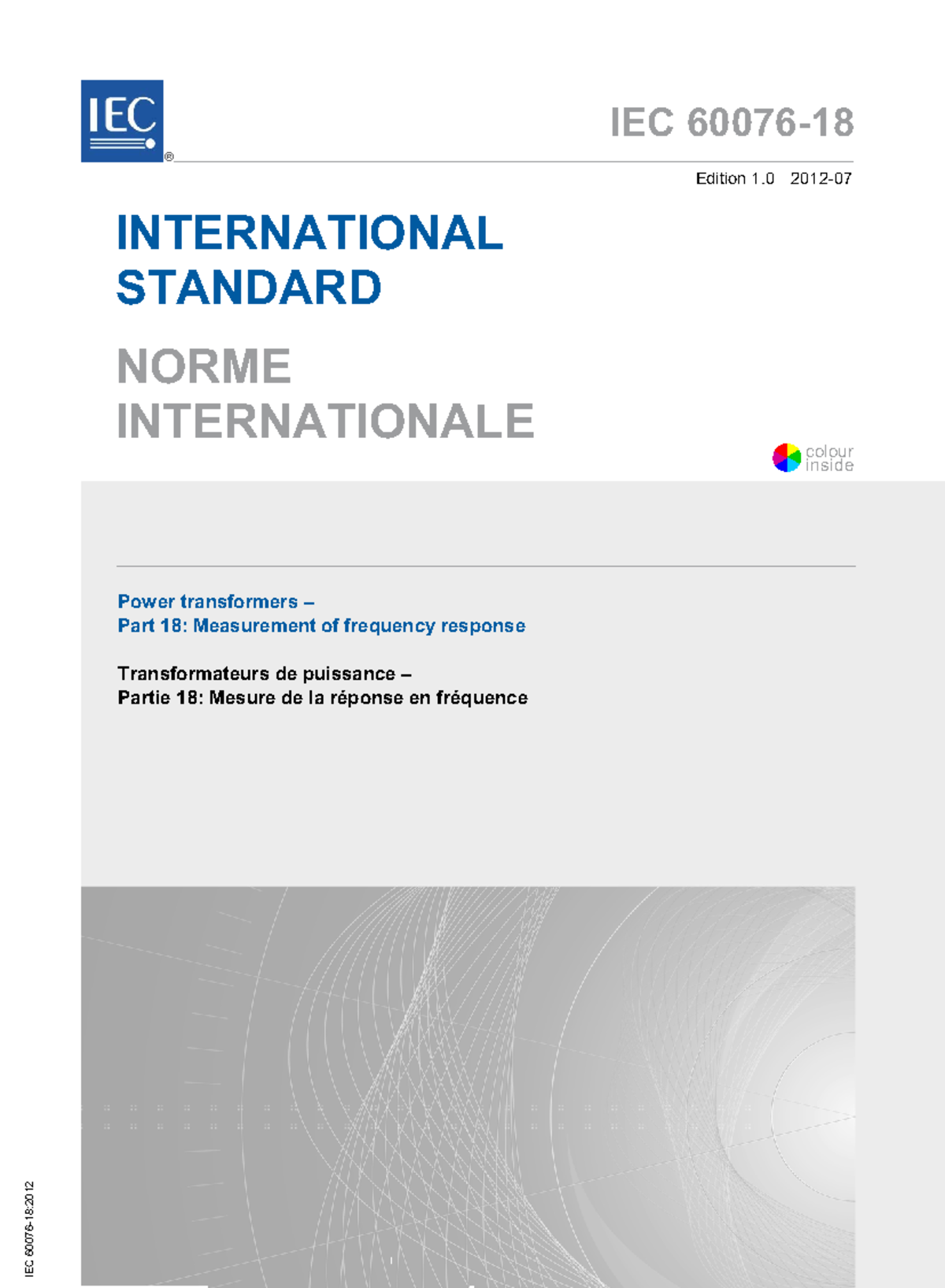 Iec 60076 18 2012 Part 18 Measurement Of Frequency Response Api Asme ...