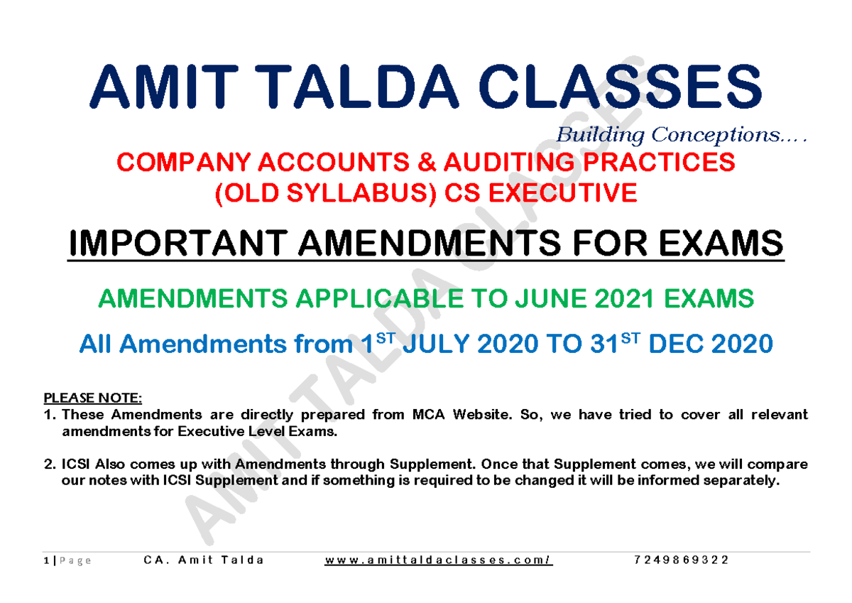Amendments OLD CAAP JUNE2021 - AMIT TALDA CLASSES Building Conceptions ...