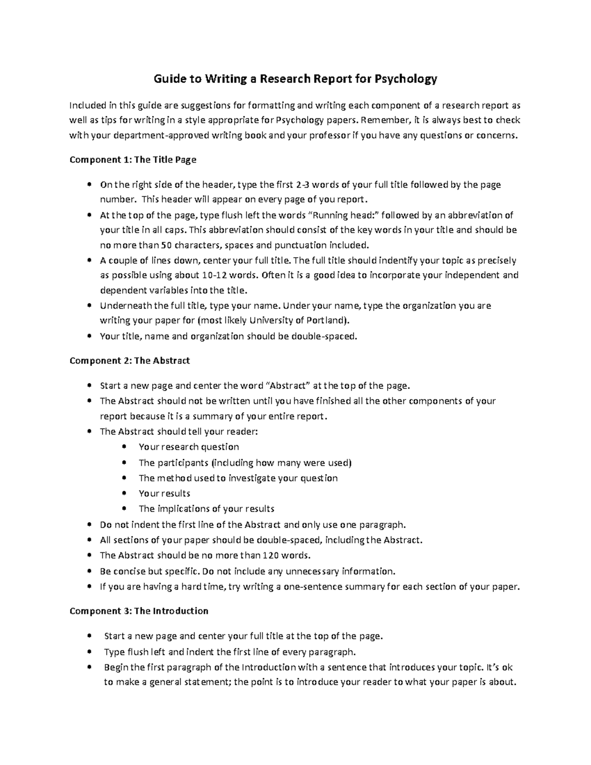 Psychology Research Report Writing Guide (PSY 101) - Studocu