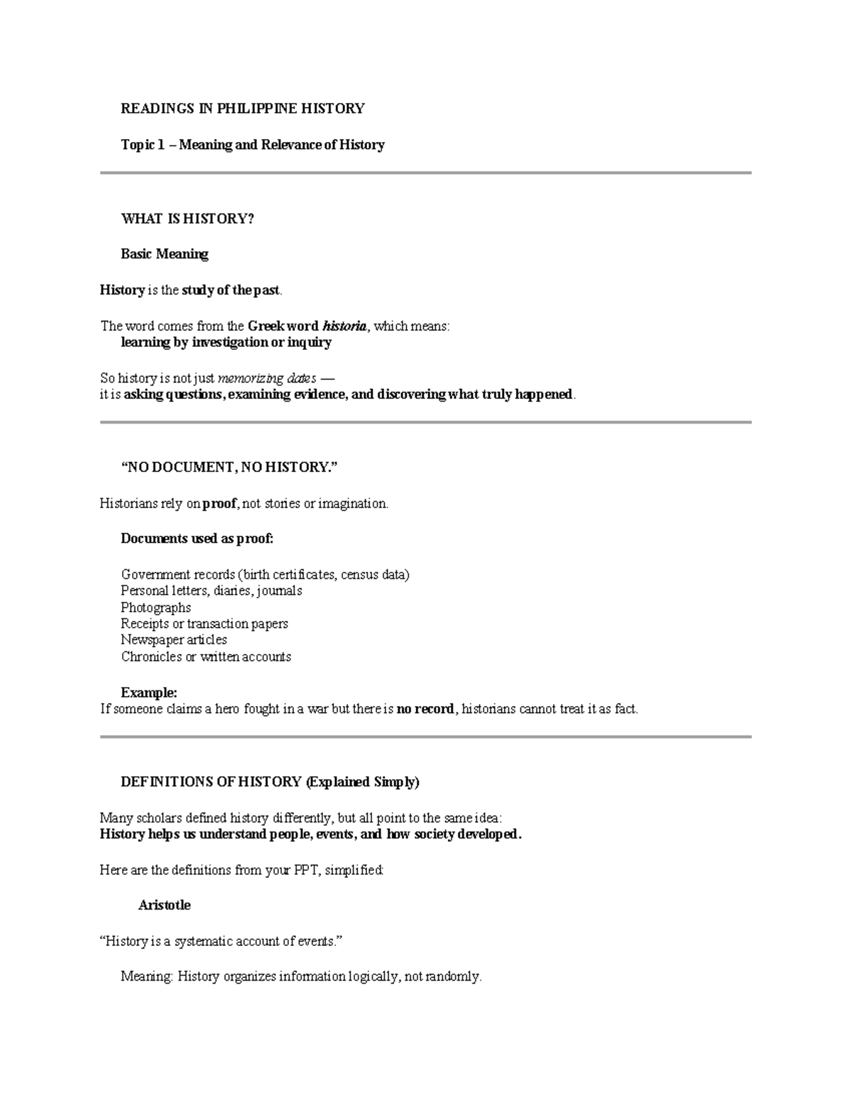 READINGS IN PHILIPPINE HISTORY: Understanding the Meaning of History ...