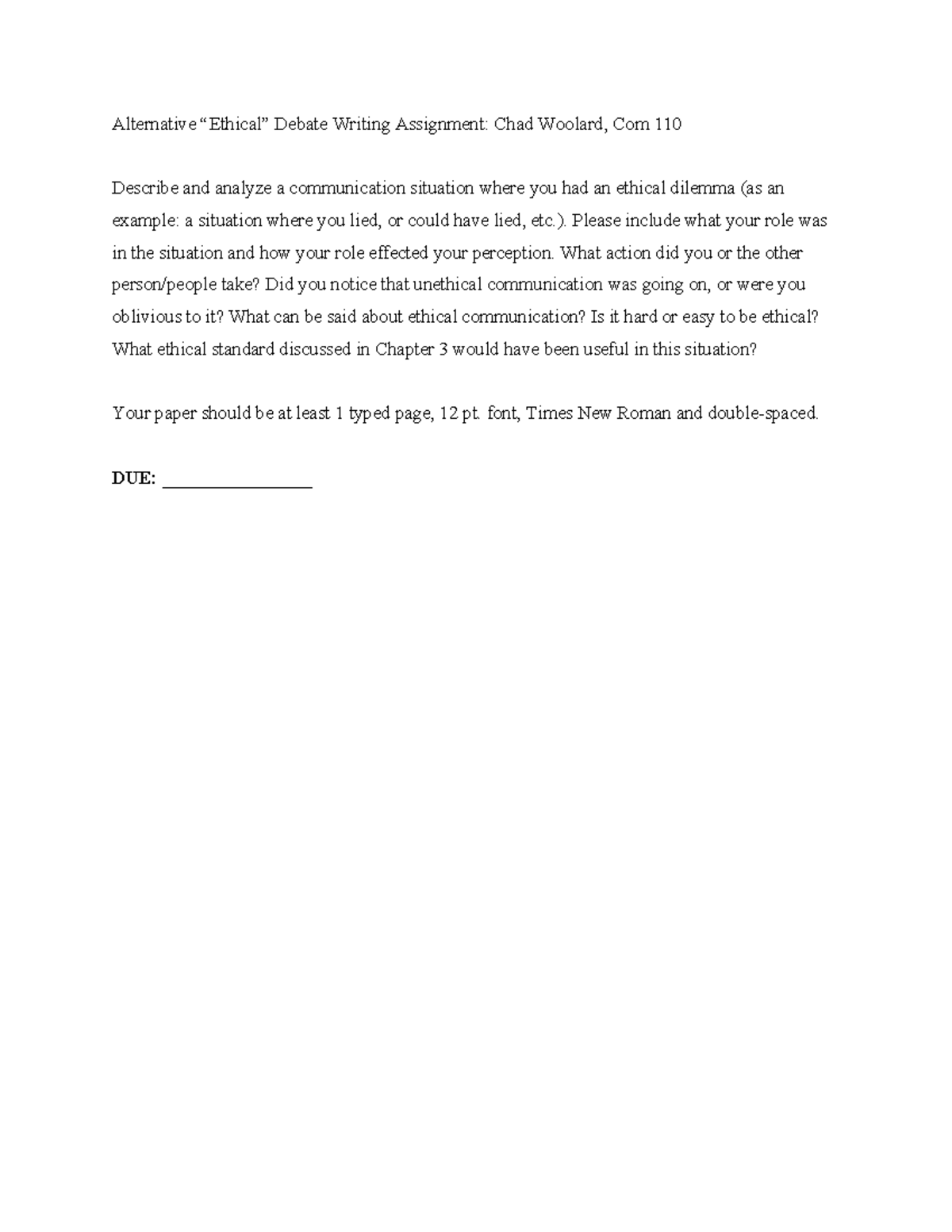 Alternate Ethical Debate Write Up - Alternative “Ethical” Debate ...