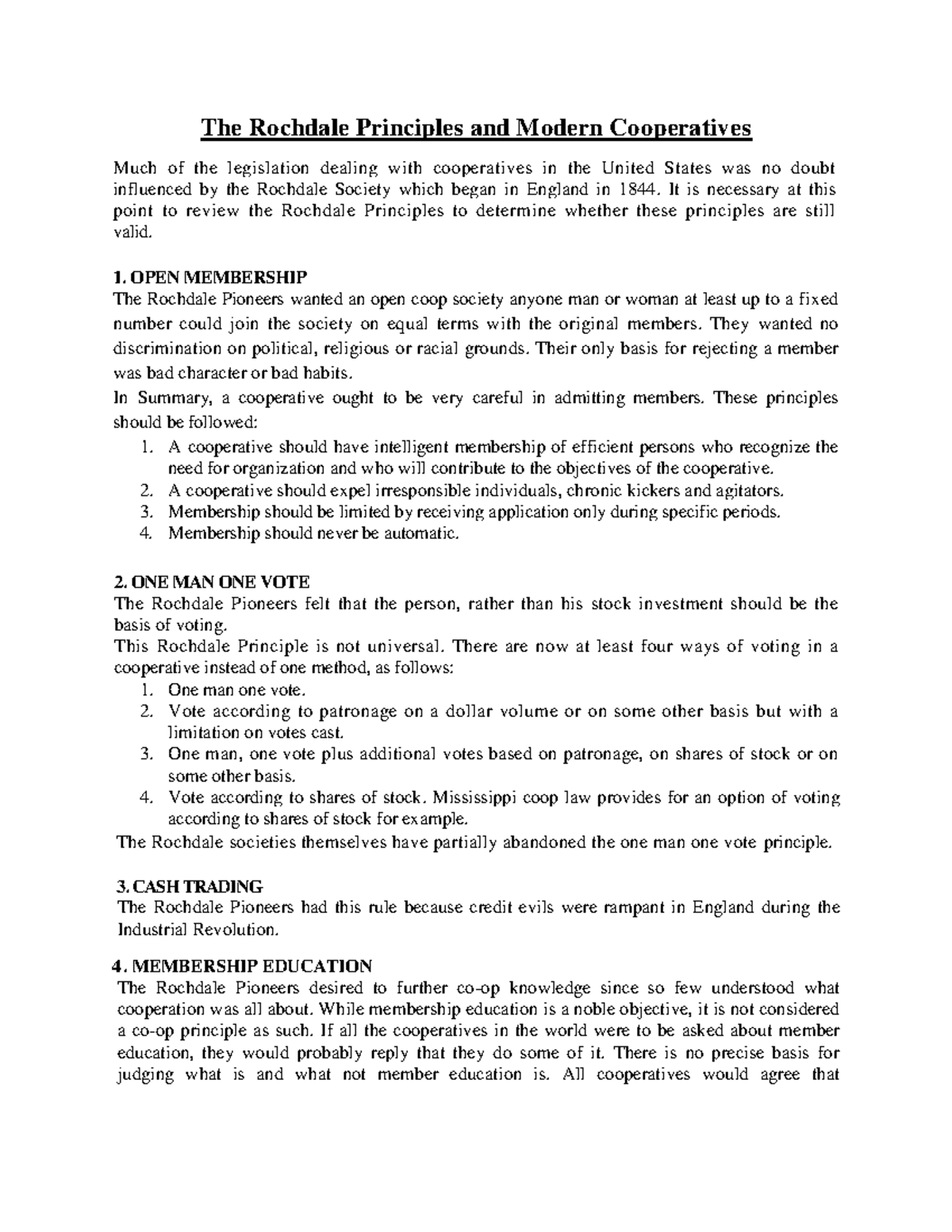 AFC 131 Ratna mam sheet 2 - The Rochdale Principles and Modern ...