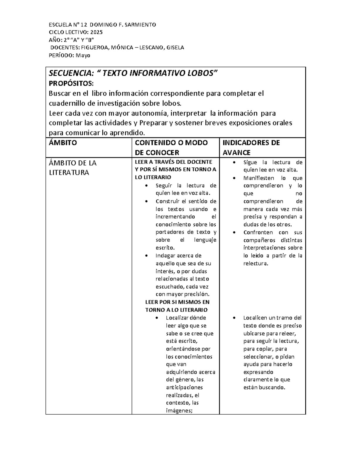 Texto Informativo sobre Lobos - Secuencia Educativa 2025 - Studocu