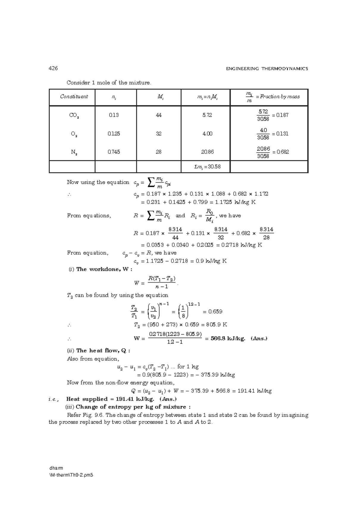 426 ENGINEERING THERMODYNAMICS: Heat Flow & Work Done Analysis - Studocu
