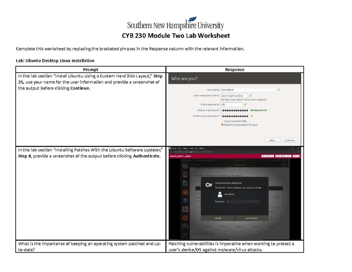 CYB 230 Module Two Lab - Ubuntu Installation & Data Recovery Guide - Studocu