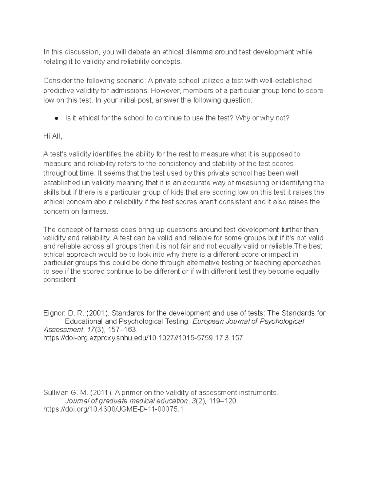 3.1 - Ethical Dilemma in Test Dev: Validity & Reliability Discussion ...