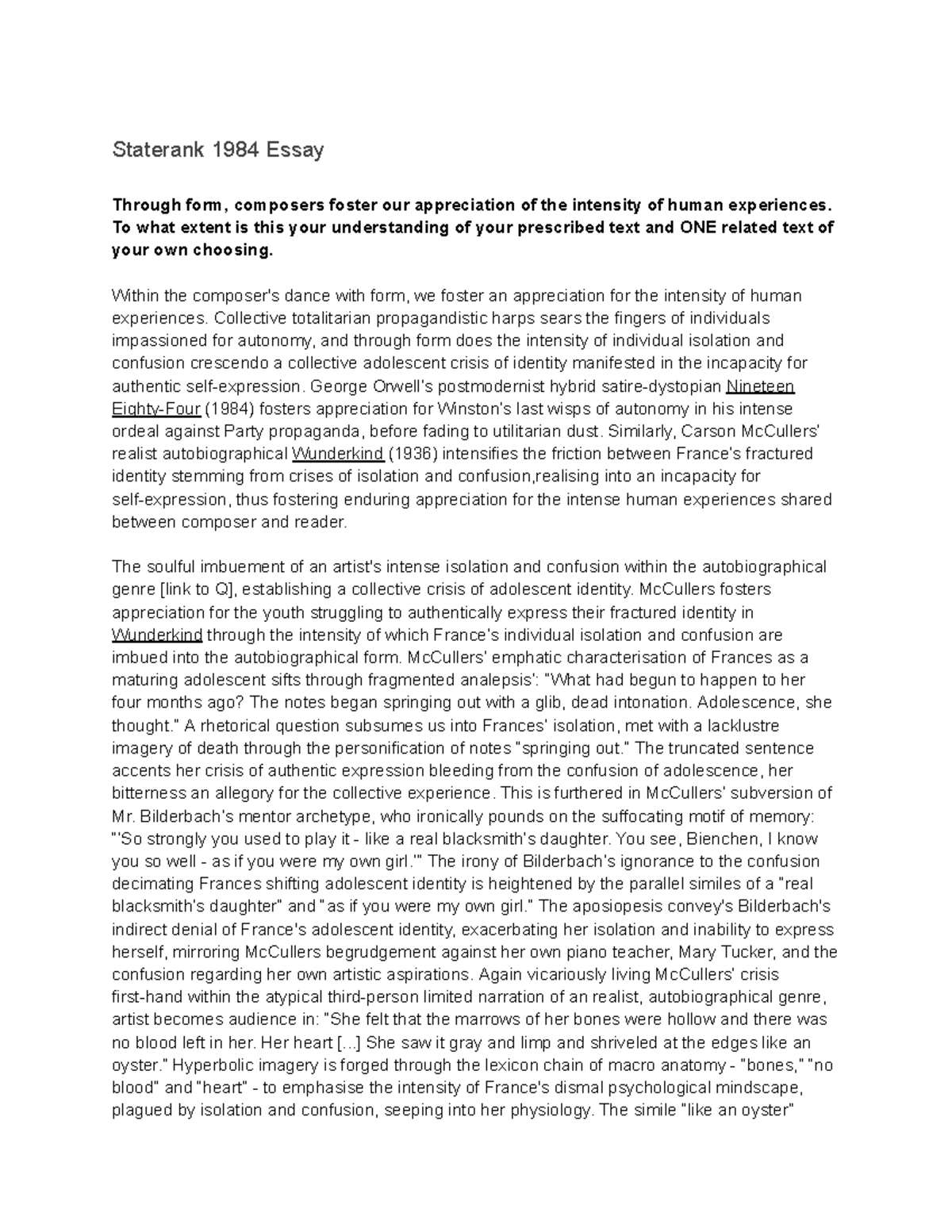 1984 Essay: Exploring Human Experience in Orwell's Dystopia and Beyond ...