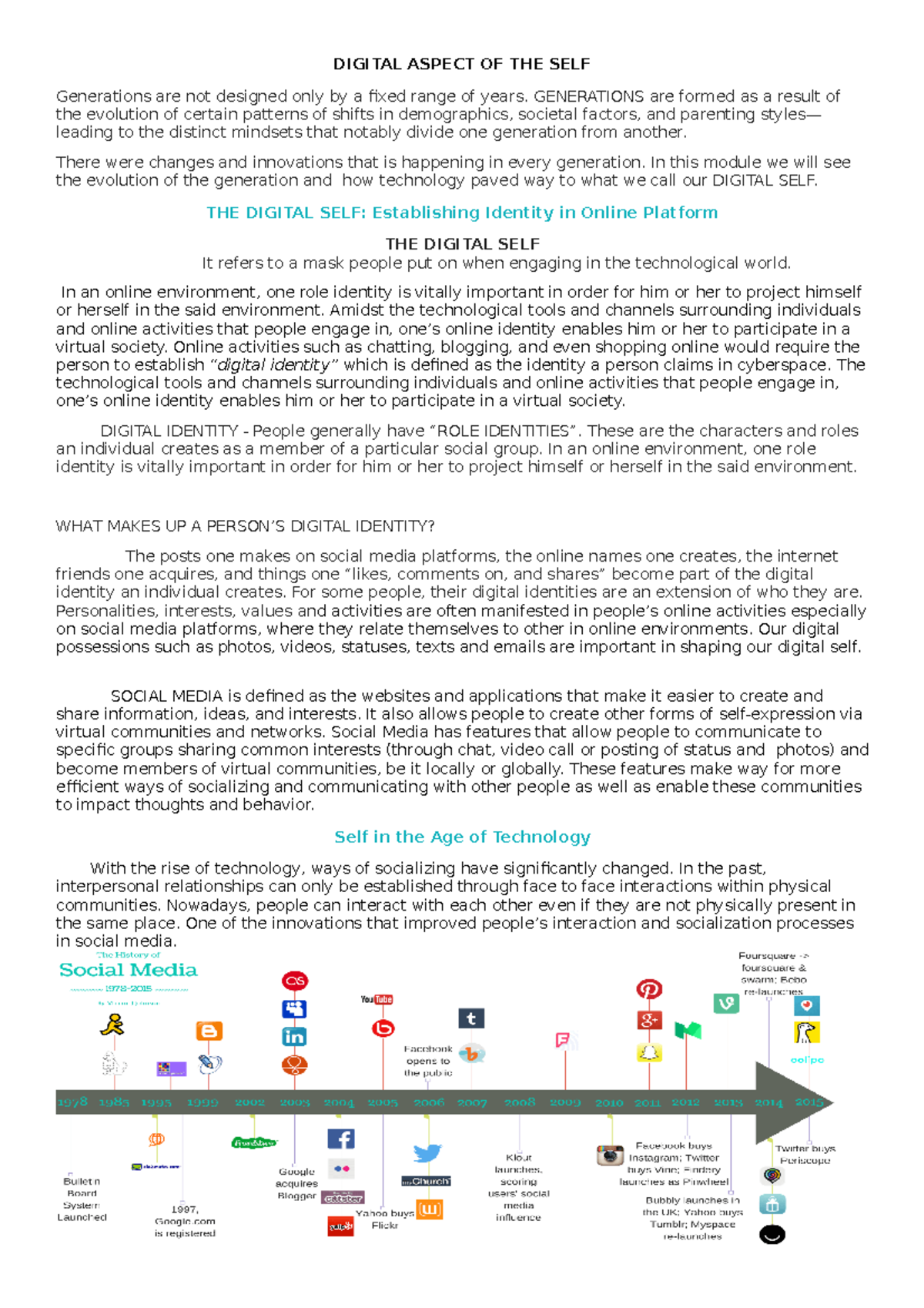 Digital Self: Understanding Identity in the Tech Age (Course Code ...