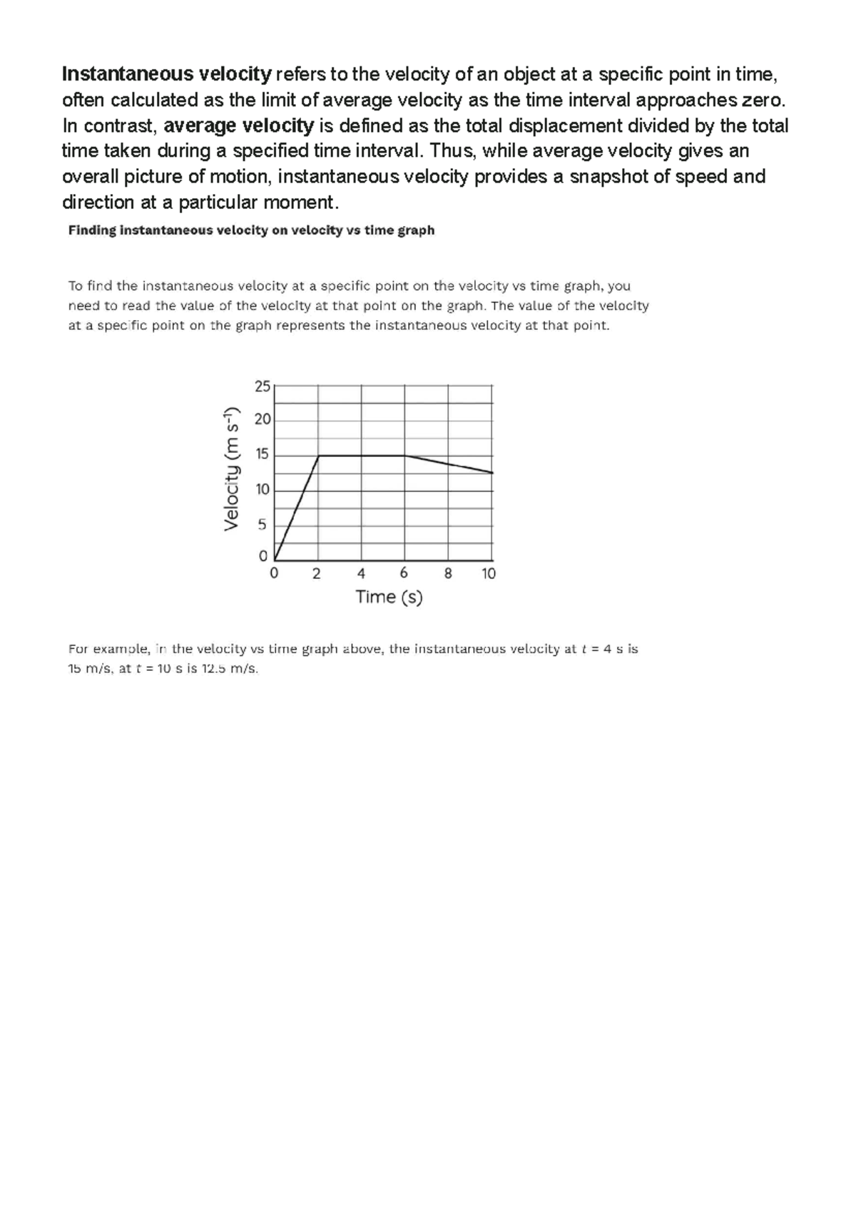 Instant vs average v - Instantaneous velocity refers to the velocity of ...