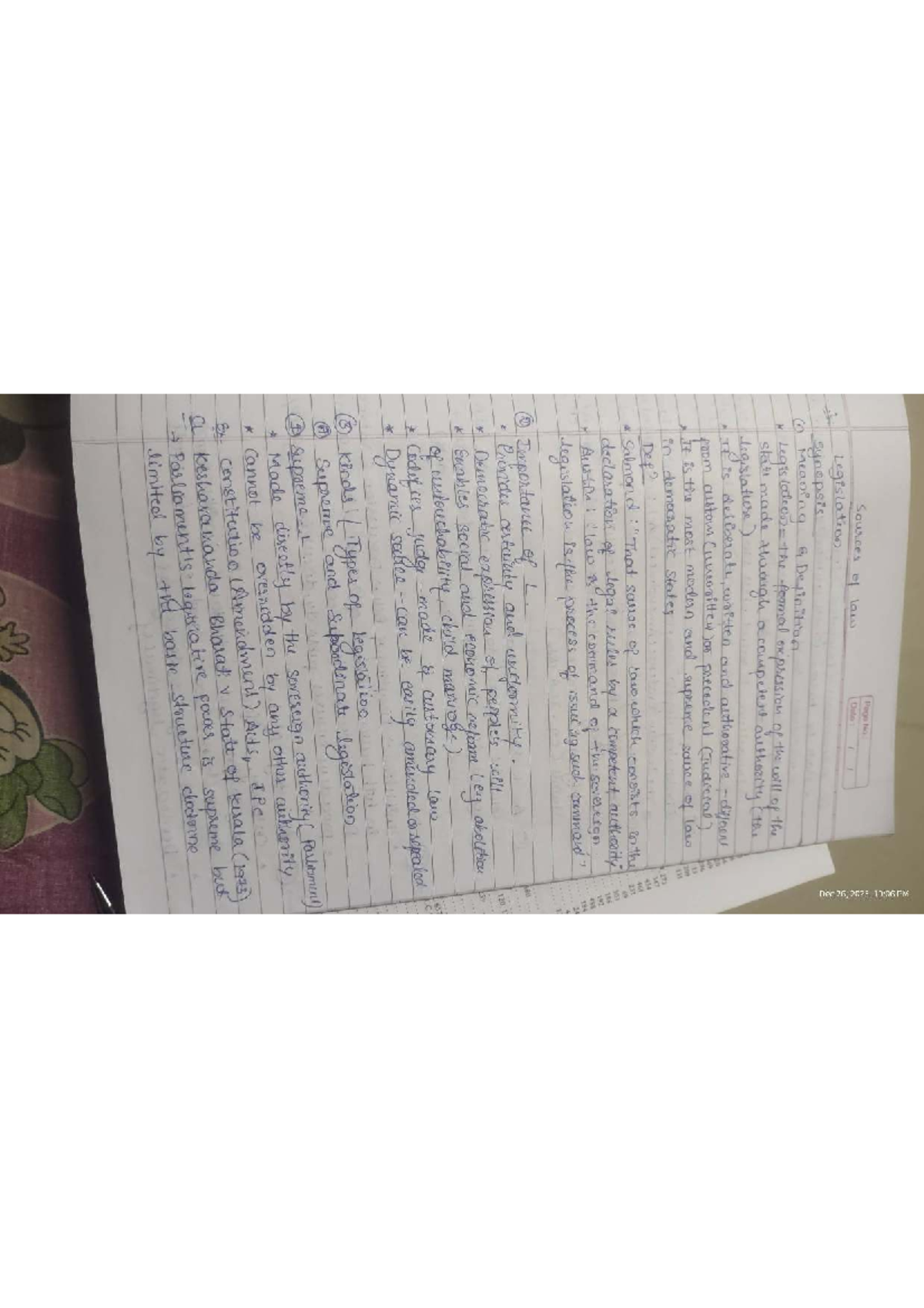 Sources of Law: Legislation Overview and Importance (Course Code: L101 ...