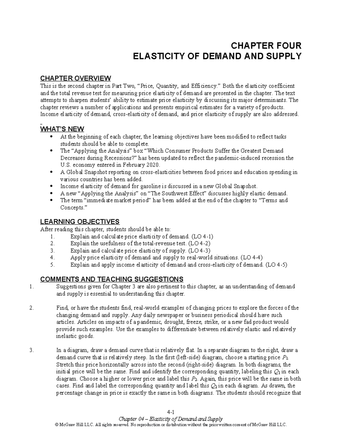 Brue Essentials 5e CH004: Elasticity of Demand and Supply Overview ...