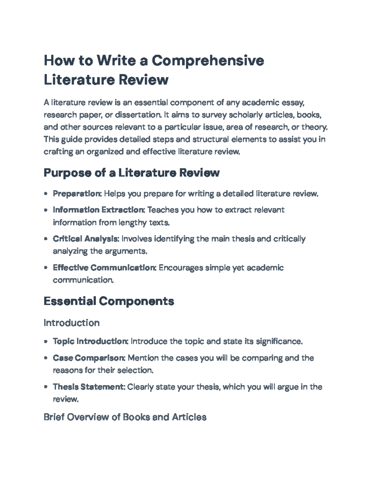 How to Write a Comprehensive Literature Review: A Step-by-Step Guide ...