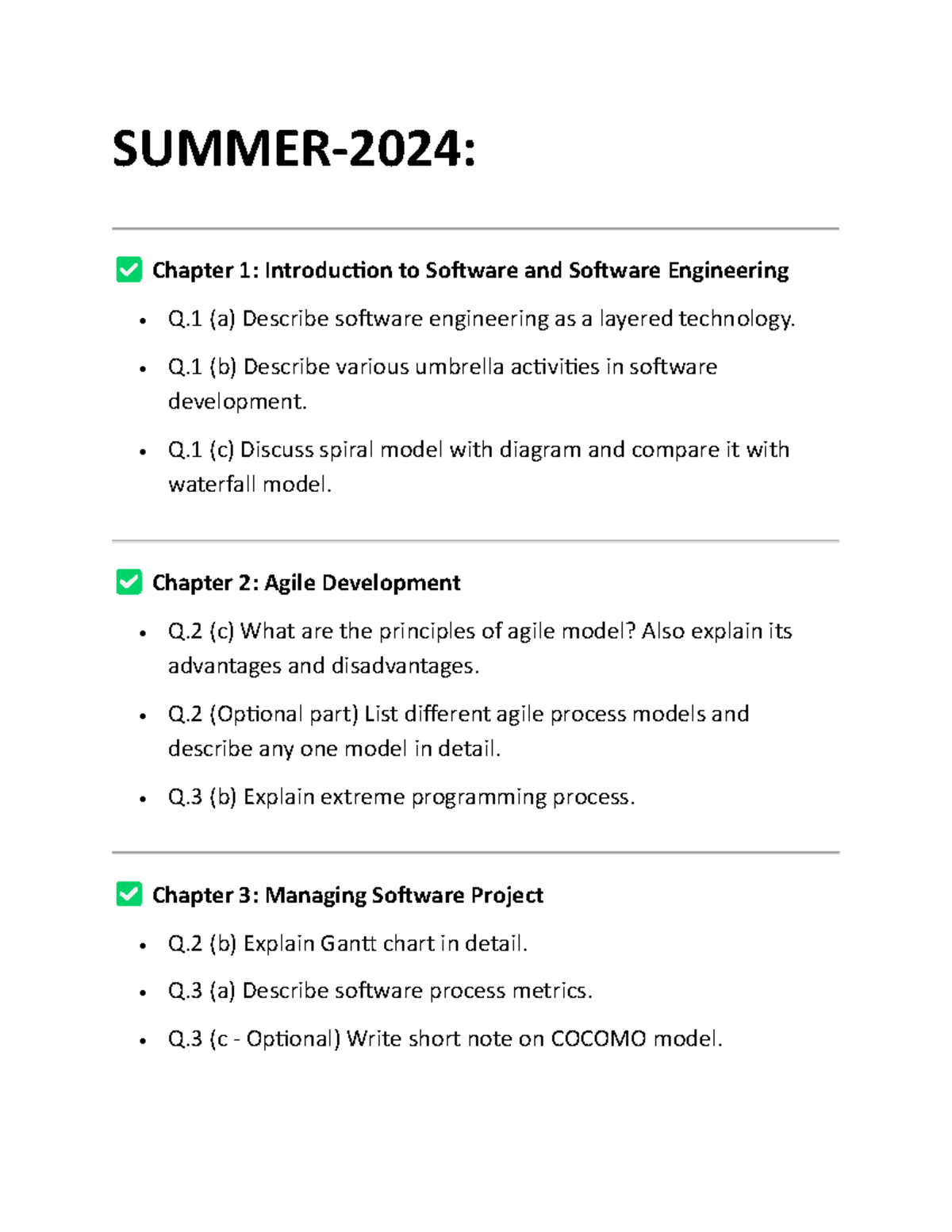 Software Engineering Exam Questions: Comprehensive Guide (SE) - Studocu