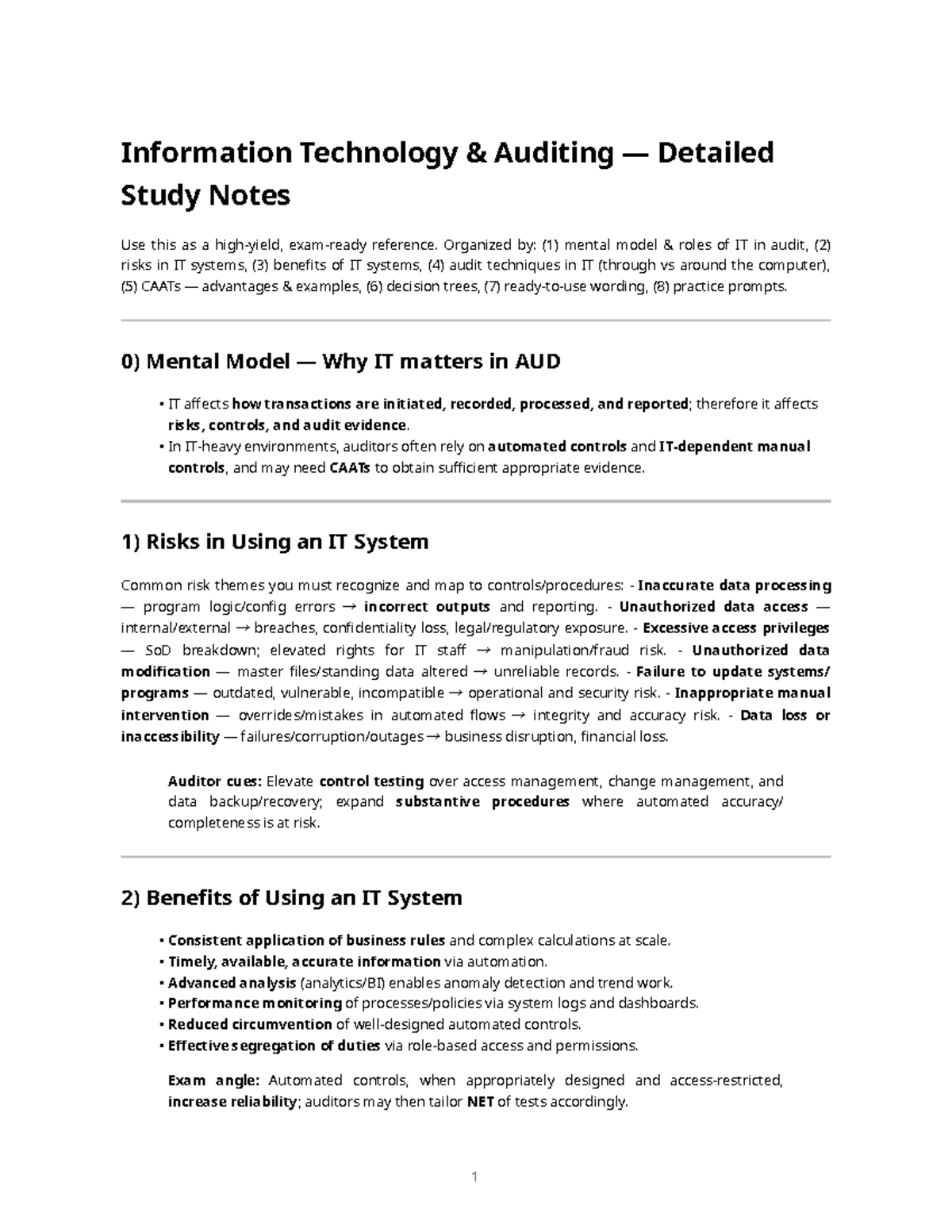 IT Auditing (IT 101) - Comprehensive Study Notes on Risks & Techniques ...