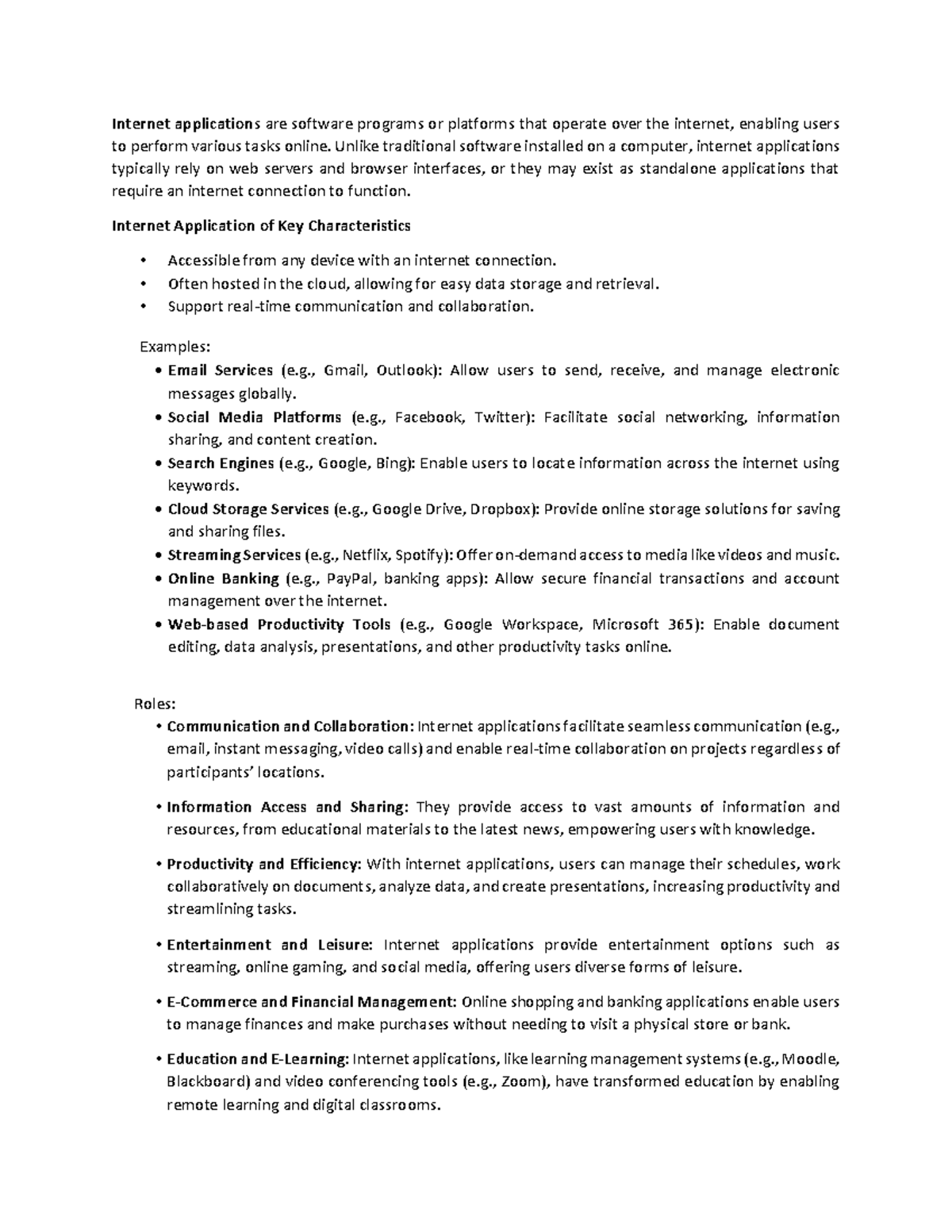 Internet applications - Unlike traditional software installed on a ...