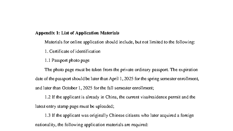 Appendix 1: Required Application Materials for Enrollment - Studocu
