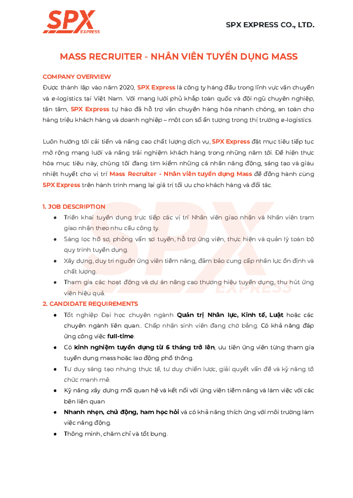 [HN] SPX MASS Recruiter - Job Description & Candidate Requirements ...