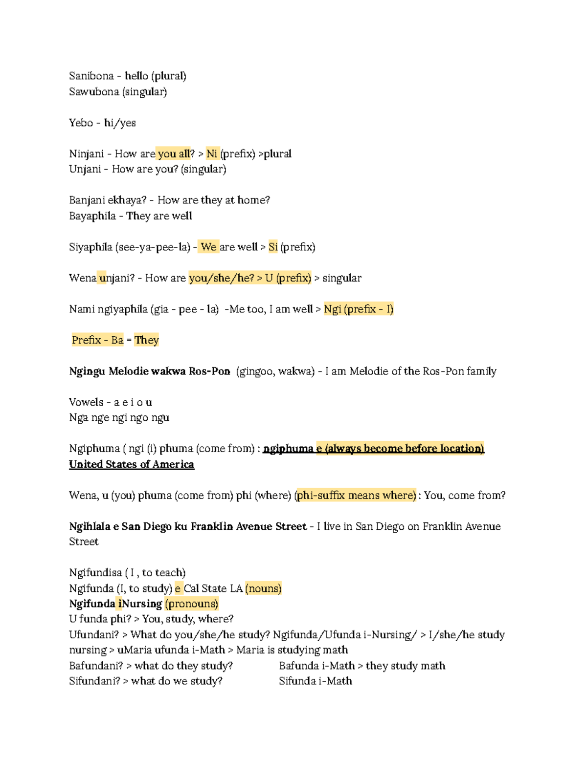 Zulu Language Basics: Greetings, Vocabulary & Animals (Course Code ...