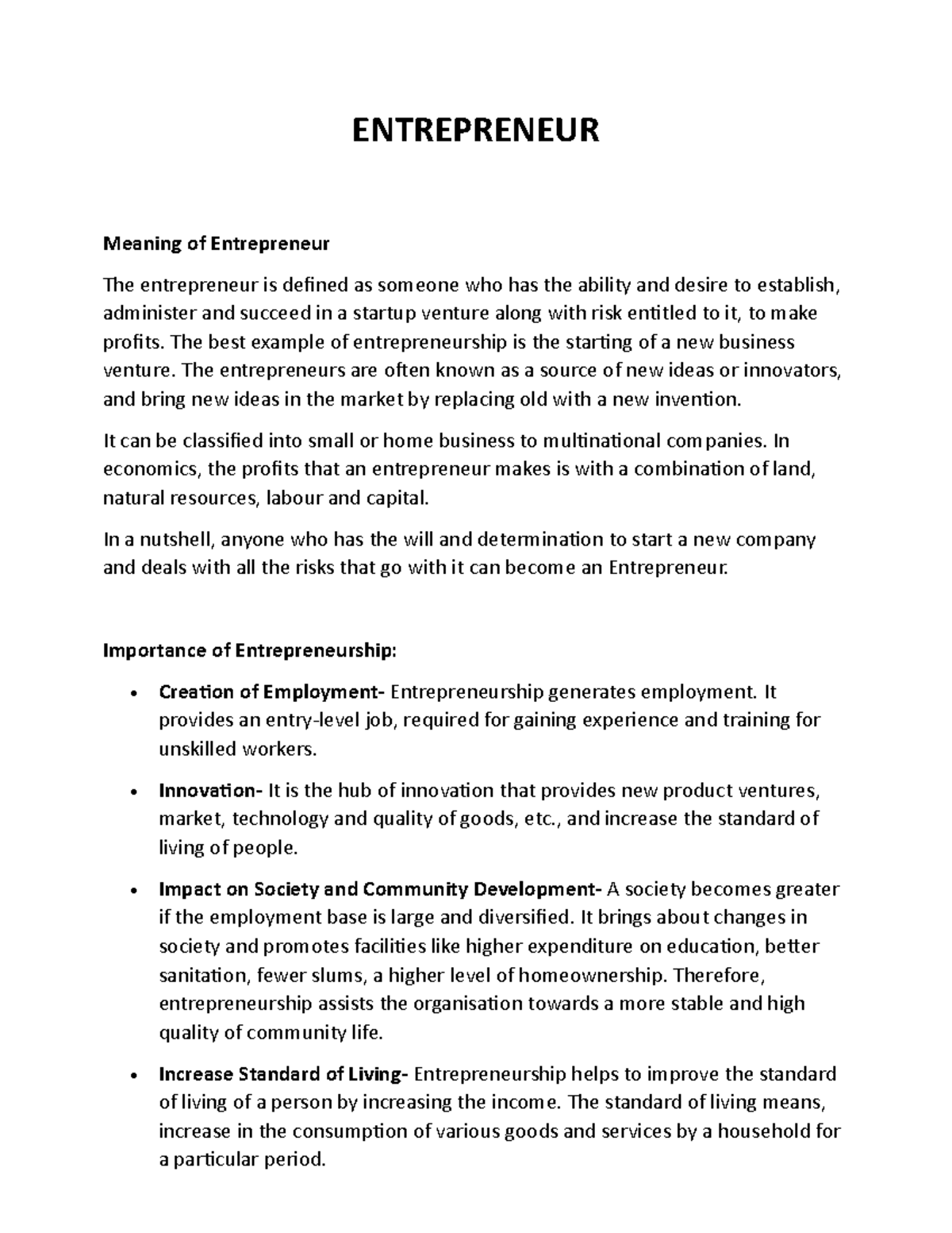 M&EIT UNIT III - Entrepreneurship and Economic Development Notes - Studocu