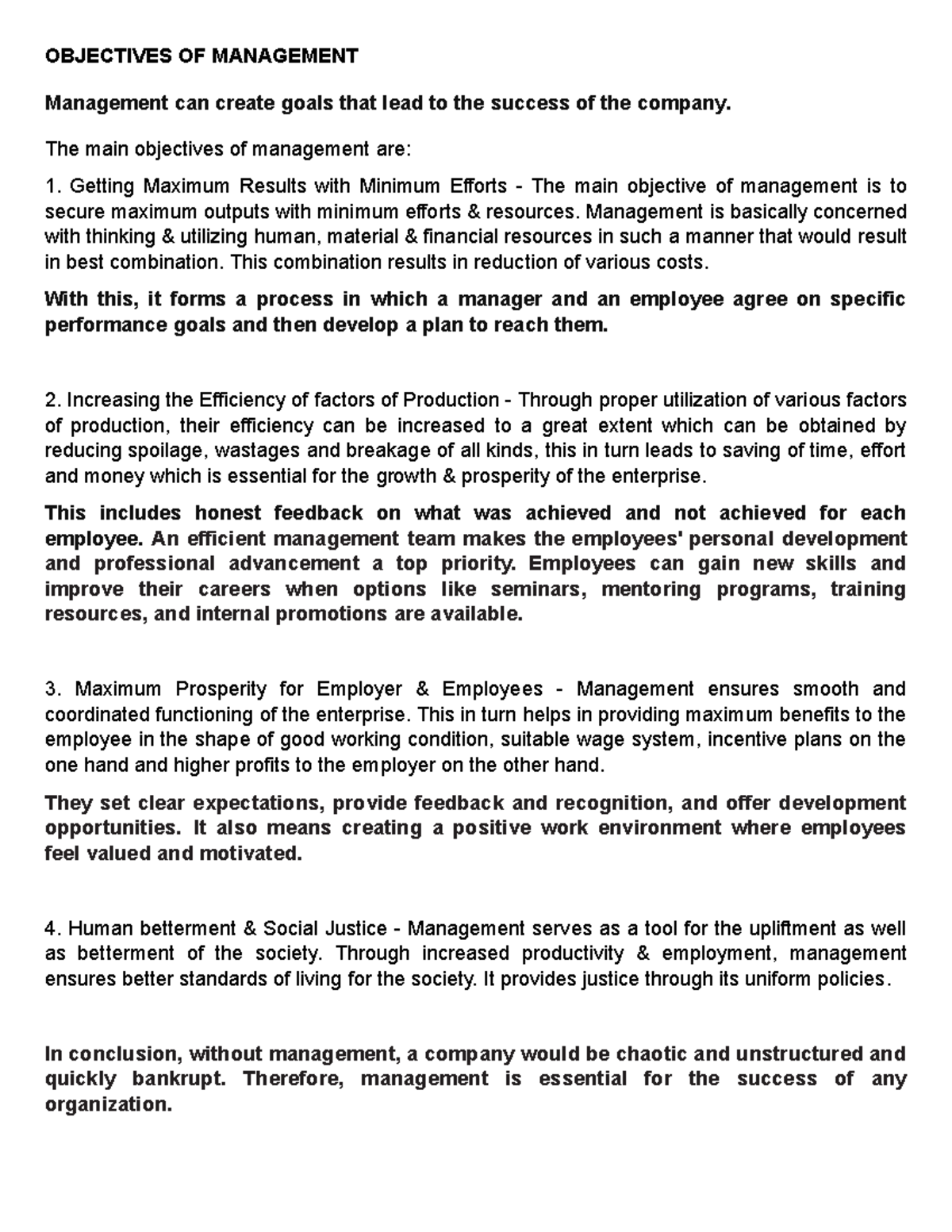 Objectives OF Management - OBJECTIVES OF MANAGEMENT Management can ...