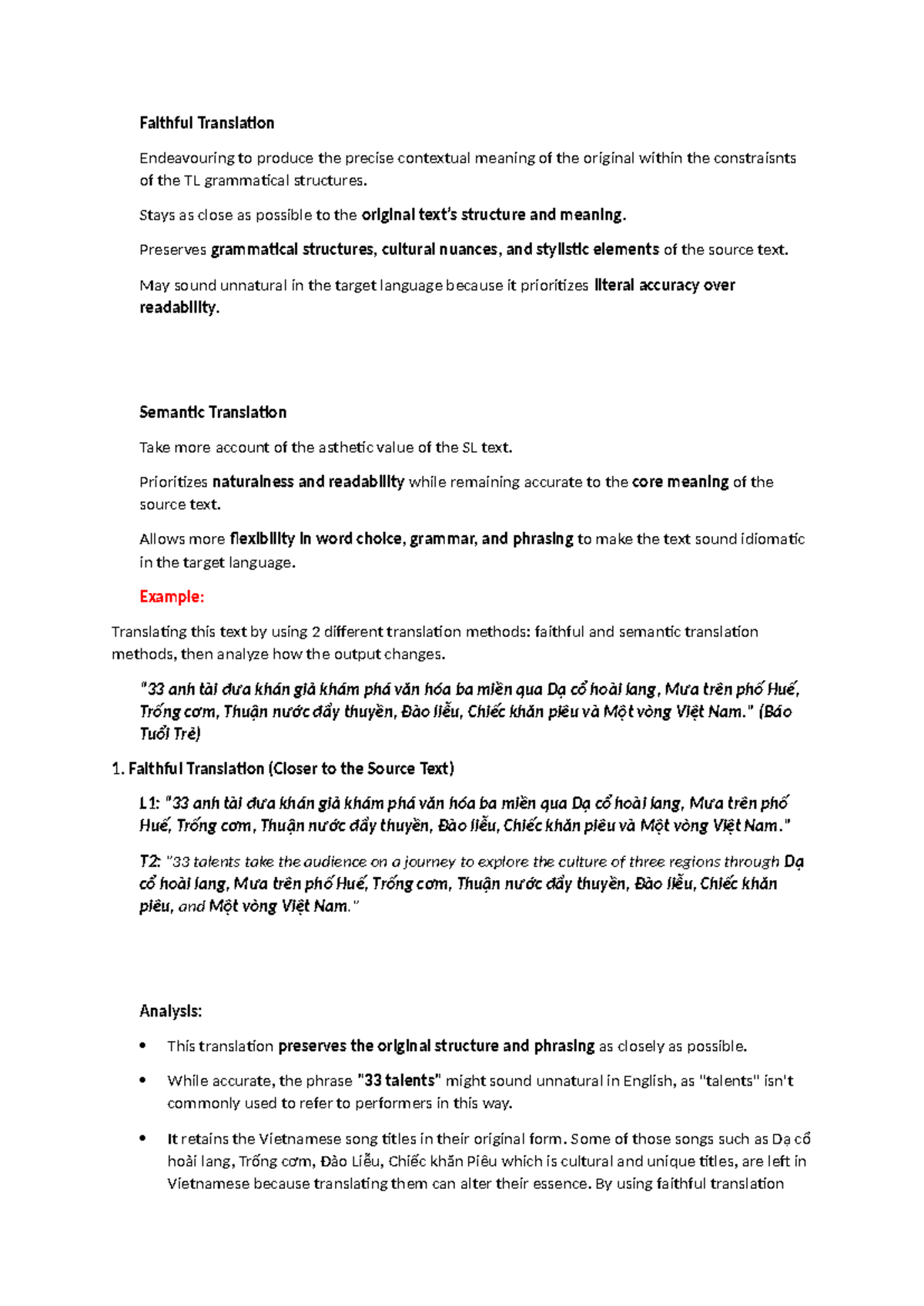 Faithful vs. Semantic Translation: Analyzing Methods in TL Context ...