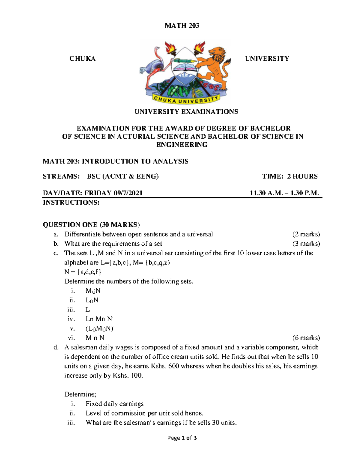 MATH 203 - Fundamentals of Analysis Exam Notes - Studocu