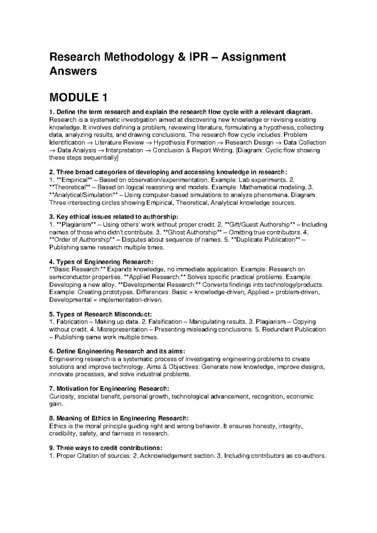 RMI Assignment Answers: Research Methodology Overview and Ethics - Studocu