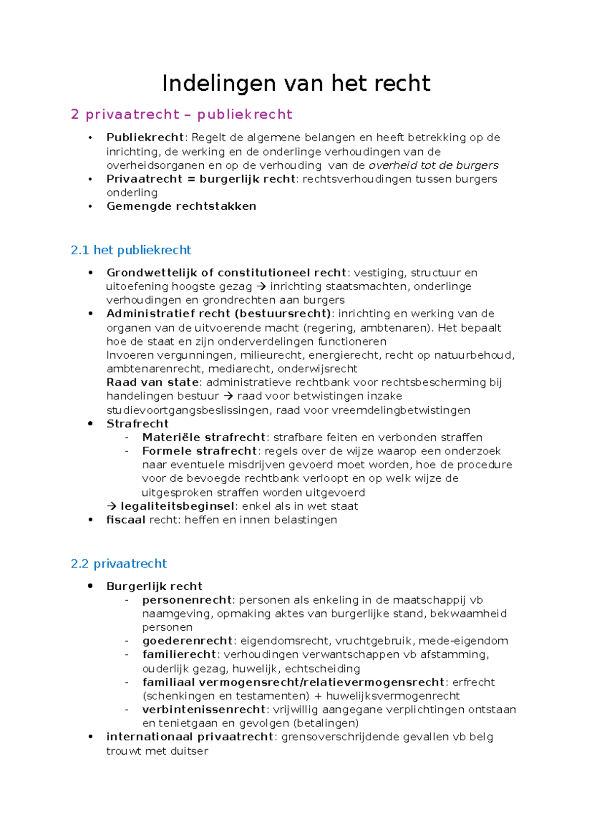 Hoofdstuk 2: Indelingen van het Recht - Privaatrecht en Publiekrecht ...