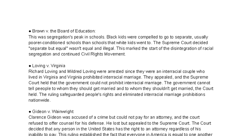 Civil Rights Landmark Cases: Brown v. Board & More (Assignment 11 ...