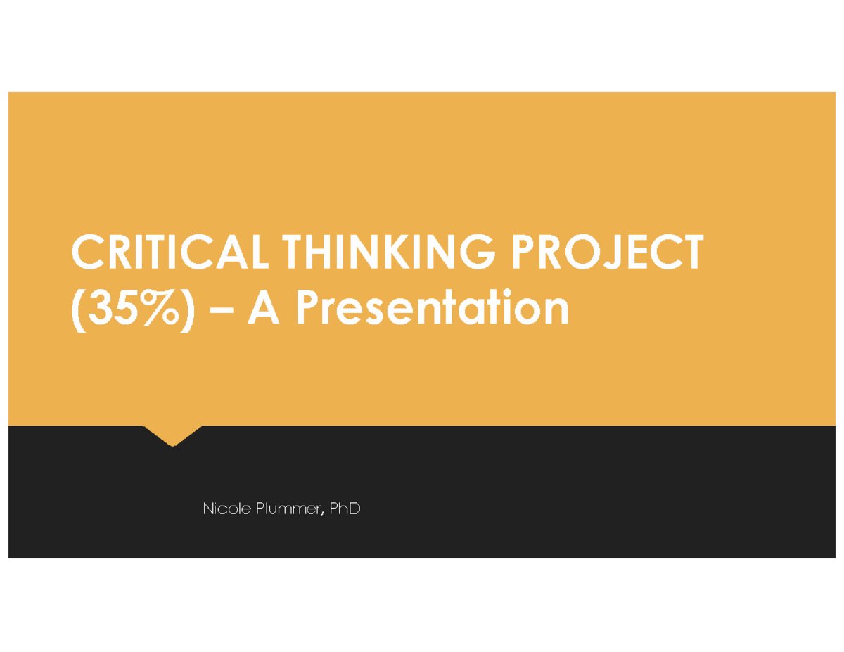 Critical Thinking Assignment Semester 2 2024-25 - CRITICAL THINKING ...