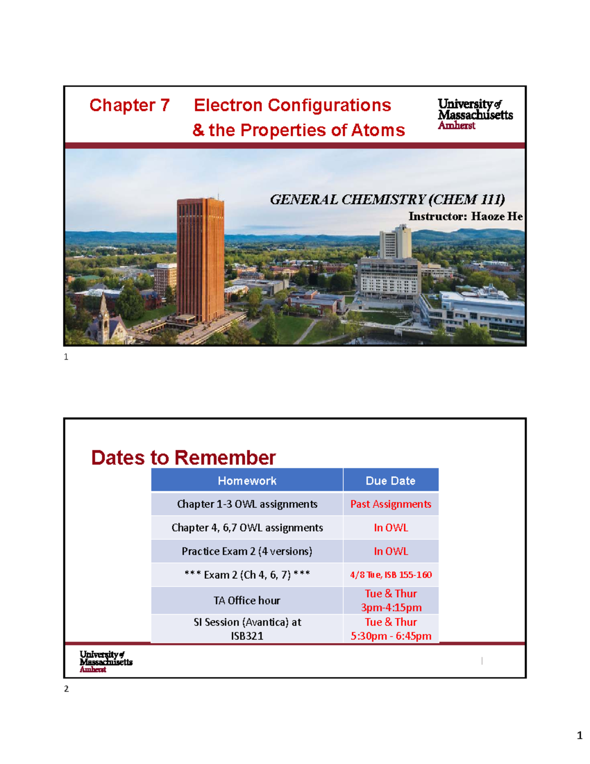 Chapter 7 Electron Configurations & the Periodic Table (CHEM 111 ...