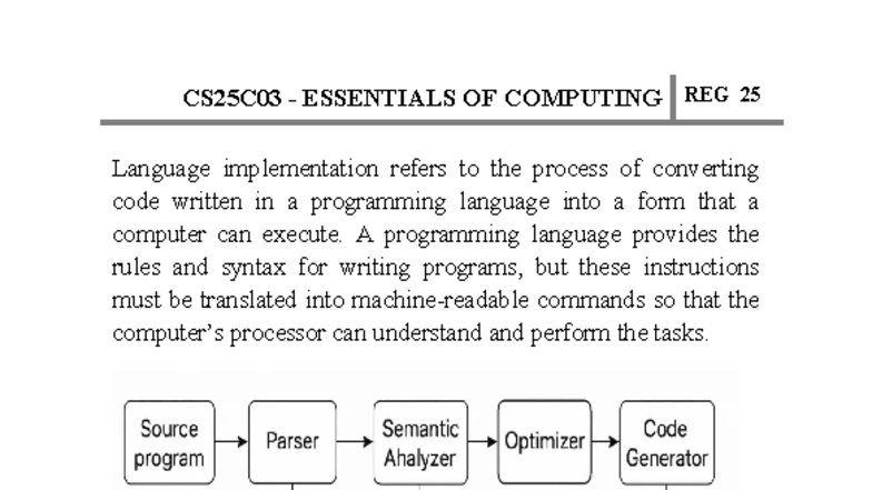 CS25C03 Language Implementation and Declarative Programming Concepts - Studocu