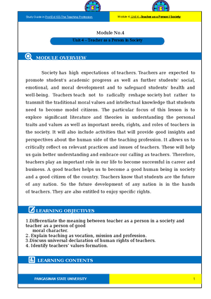 1 - Module 1 The Teaching Profession: Elements, Meaning and its ...