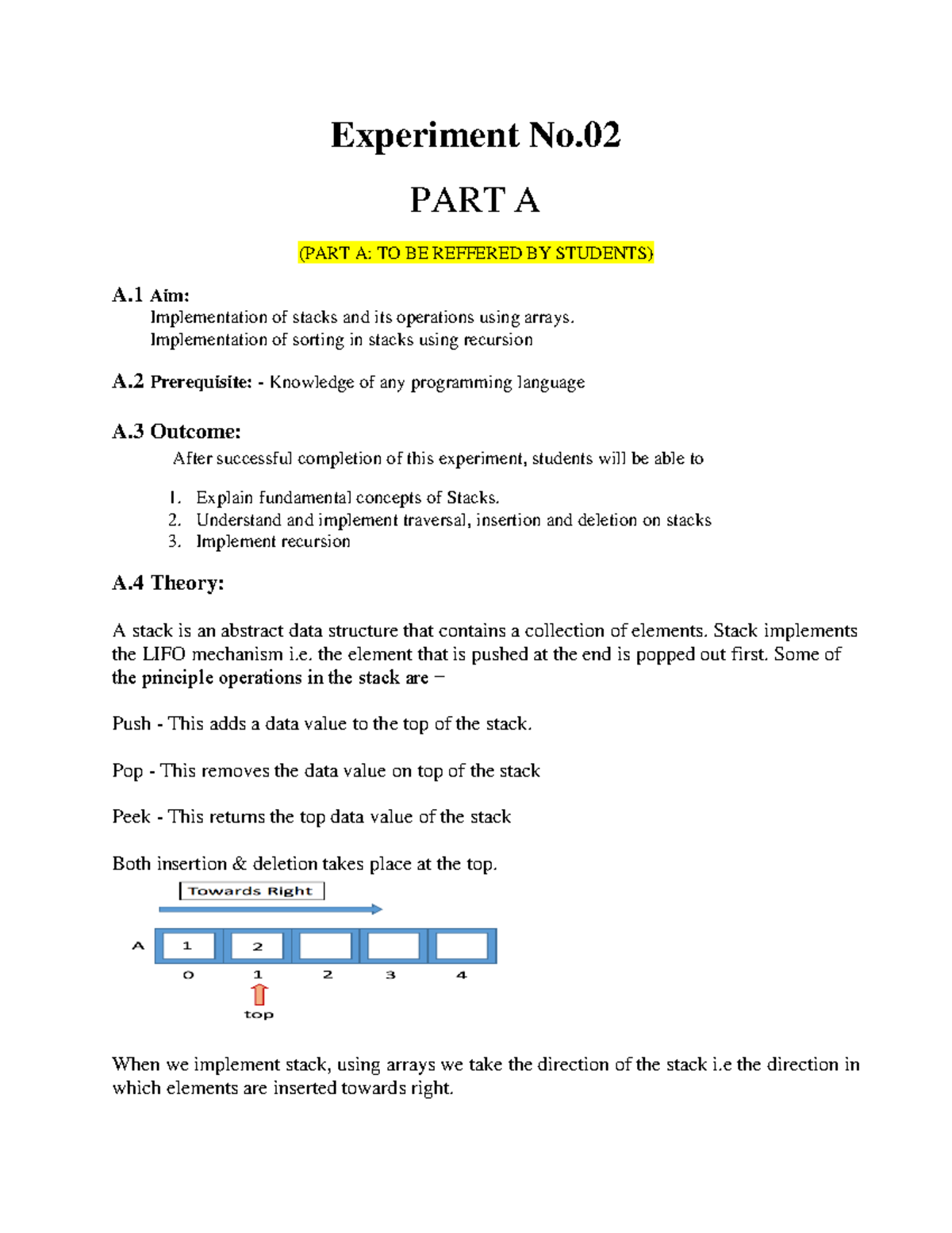 N117 Experiment on Stack Operations and Recursion Techniques - Studocu