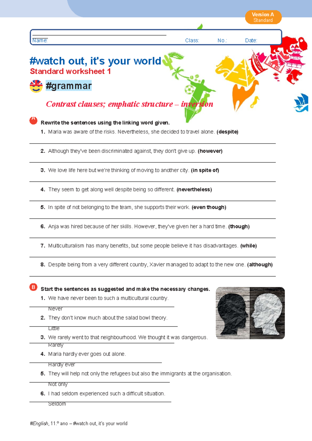 Eng11 Standard Worksheet 1: Emphatic Structure & Inversion Exercises ...