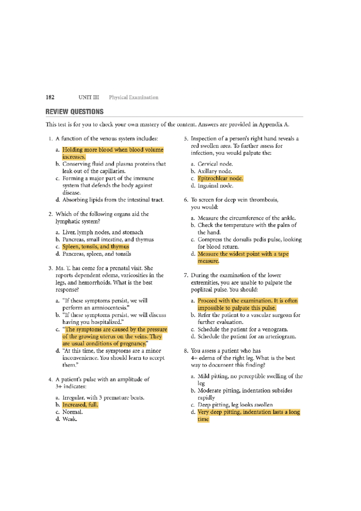 CH 21 - Physical Examination Review Questions and Answers - Studocu