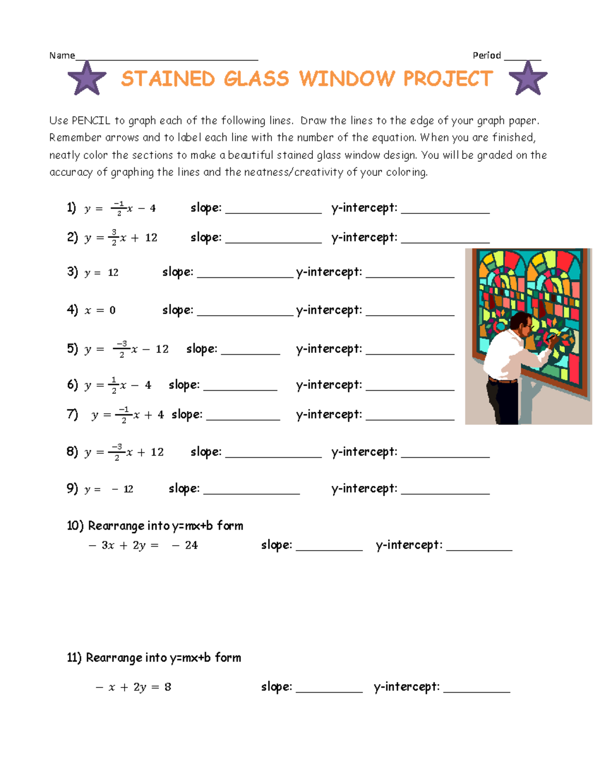 Stained Glass Window Project: Graphing Lines & Design - Studocu