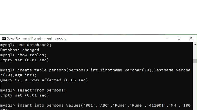DBMS 2 - MySQL Command Prompt Operations and Queries - Studocu