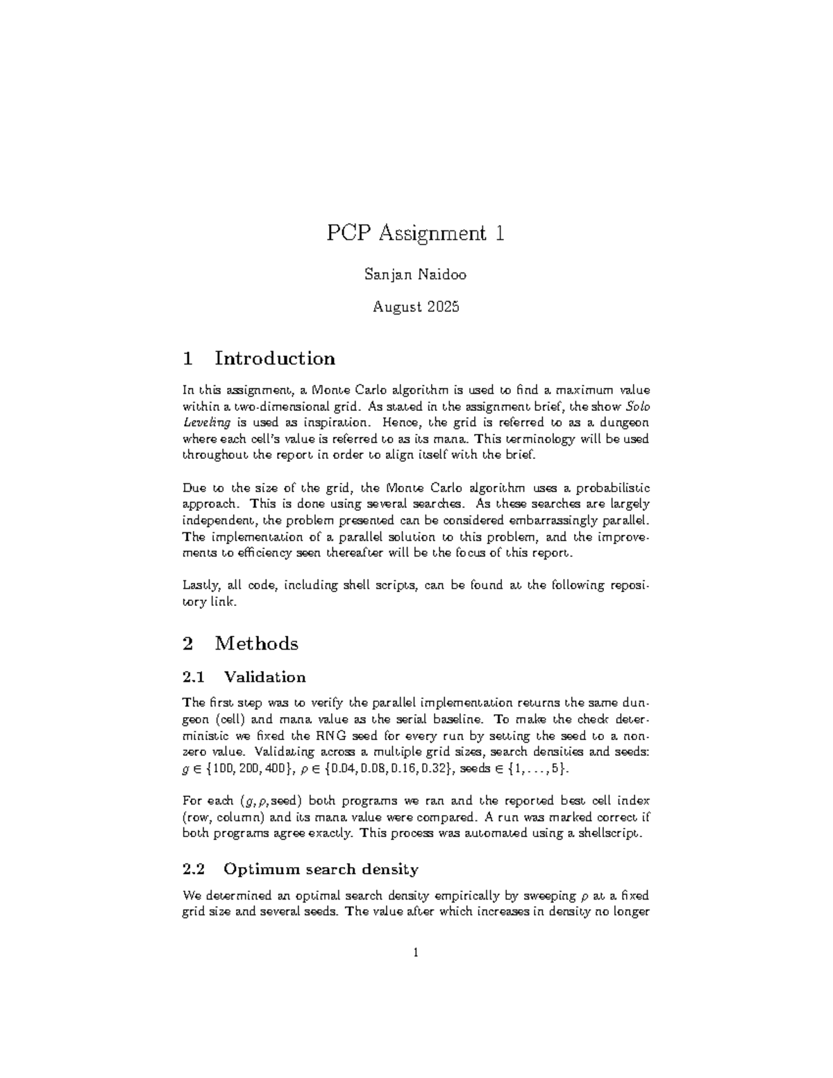 PCP Assignment 1: Monte Carlo Algorithm for Dungeon Optimization - Studocu