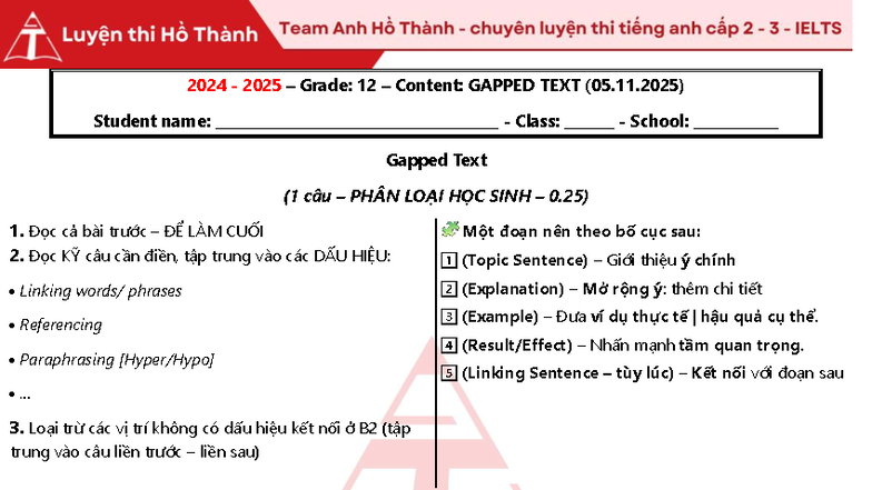 G12 Gapped Text Analysis and Exercises (05.11.2025) - Studocu