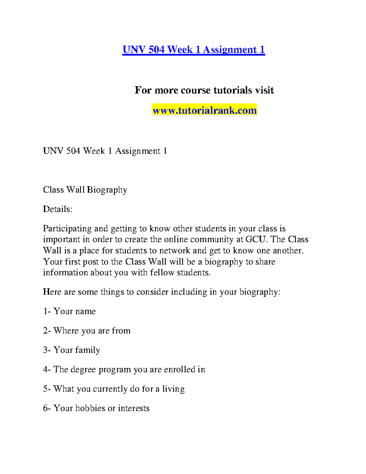UNV 504 Exceptional Education tutorialra - UNV 504 Week 1 Assignment 1 ...