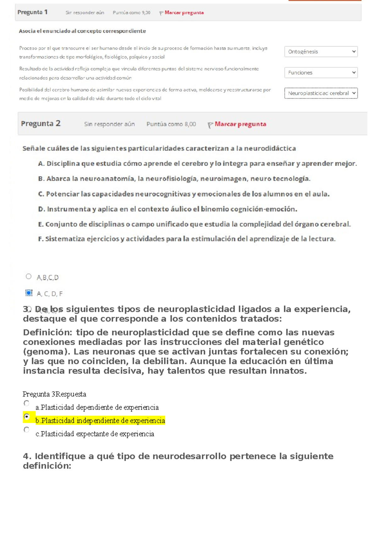 Lección de Neuroplasticidad y Neurodesarrollo: Preguntas y Respuestas - Studocu