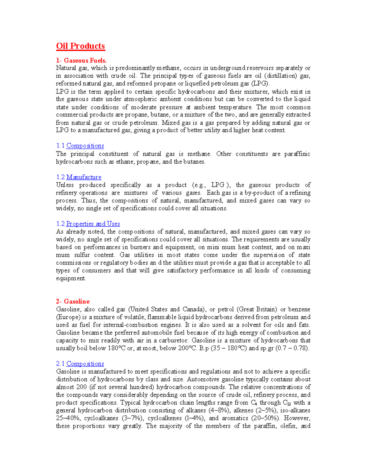 Petroleum Refining (Lec.24) - Gaseous Fuels and Oil Products Overview ...