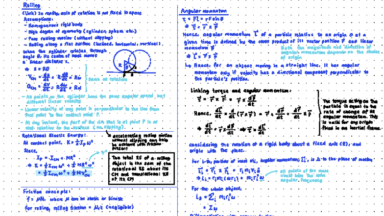 PC2032 Rolling Motion Cheat Sheet - Sem 1 Notes - Studocu